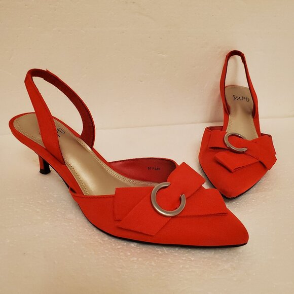 Impo | Shoes | Impo Enna Red Bowtrimmed Pointed Toe Slingback Kitten ...
